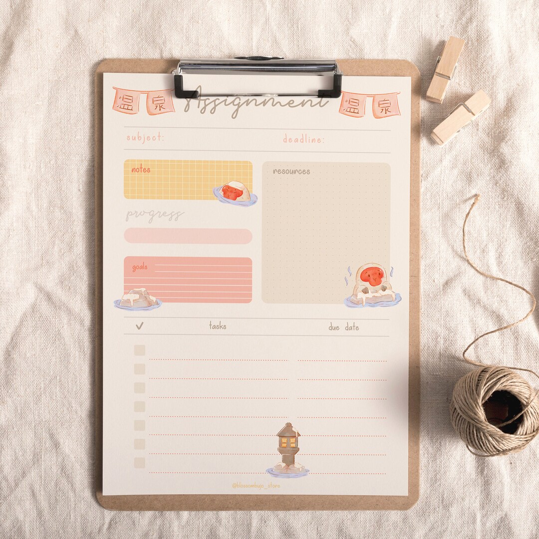 Printables - Study Assignment Onsen Life || Cute Printables ...