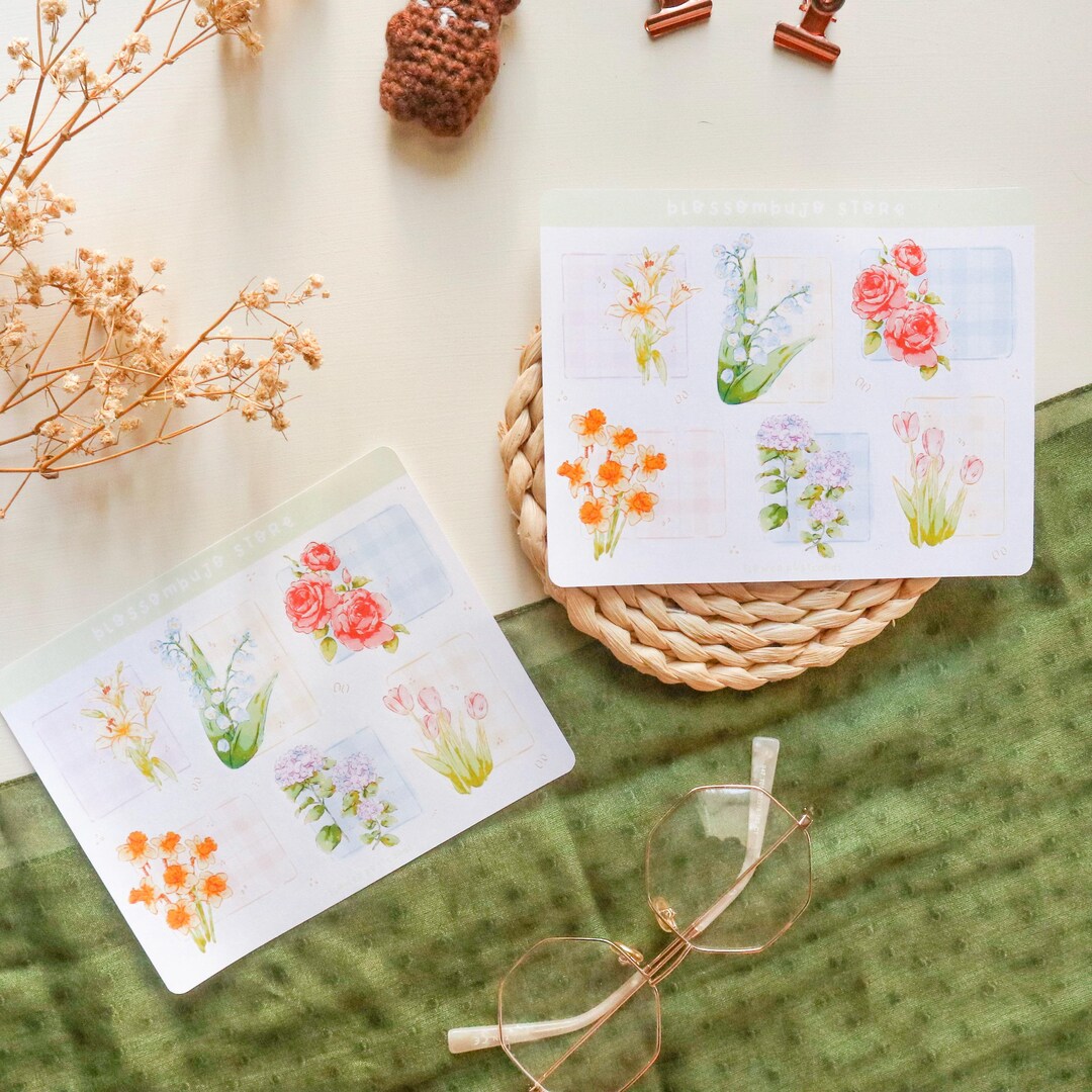 Stickersheet - Flower Postcards | Bullet Journal Stickers, Planner ...