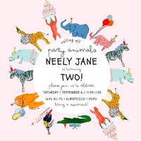 Party Animal Children's Birthday Party Invitation Template - 4x6, 5x7 ...