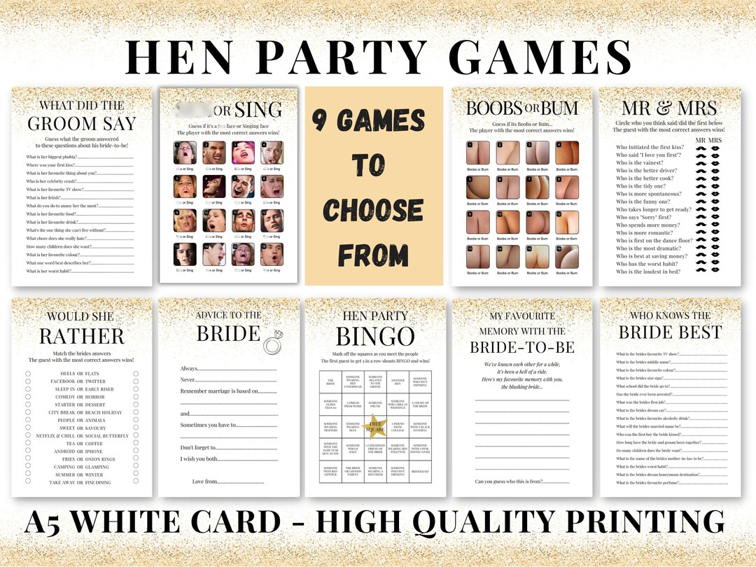 Hen Party Games, Glitter Bridal Shower Game, Bride to Be, Hen Do Games ...