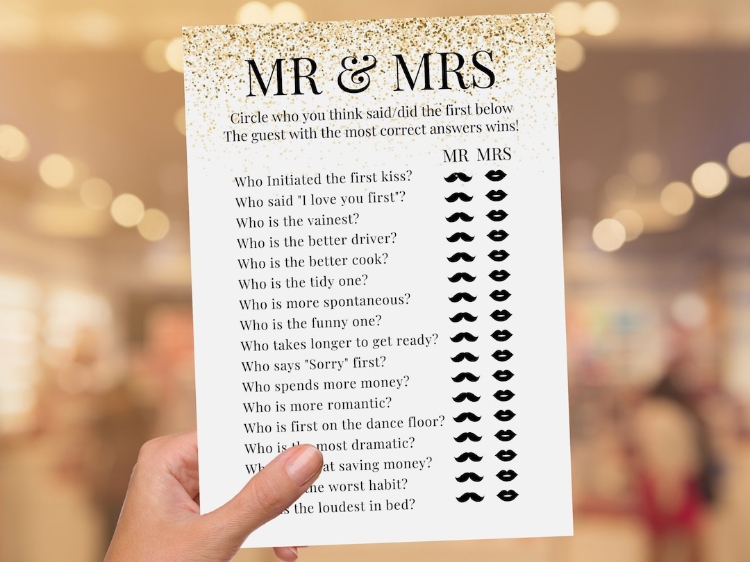 Mr and Mrs Hen Party Game, Glitter Bridal Shower Game, Mr & Mrs Hen Do ...