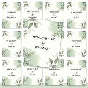 Sage Green Affirmation Cards Digital Download, 30 A6 Printable Positive ...
