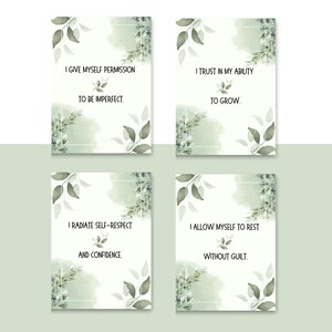 Sage Green Affirmation Cards Digital Download, 30 A6 Printable Positive ...