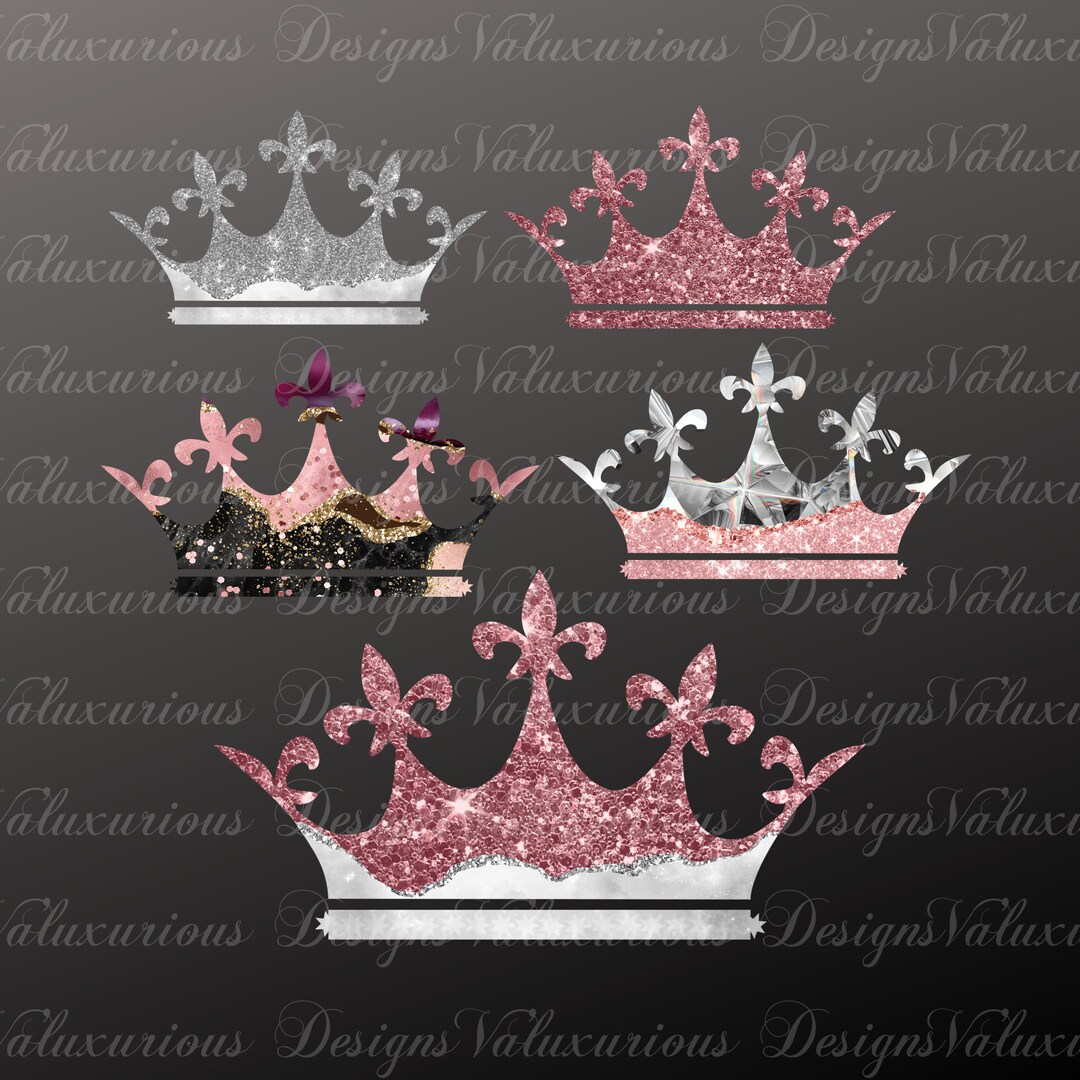 Crown Glam Glitter Rose Gold Silver Queen Agate Clipart PNG Download - Etsy