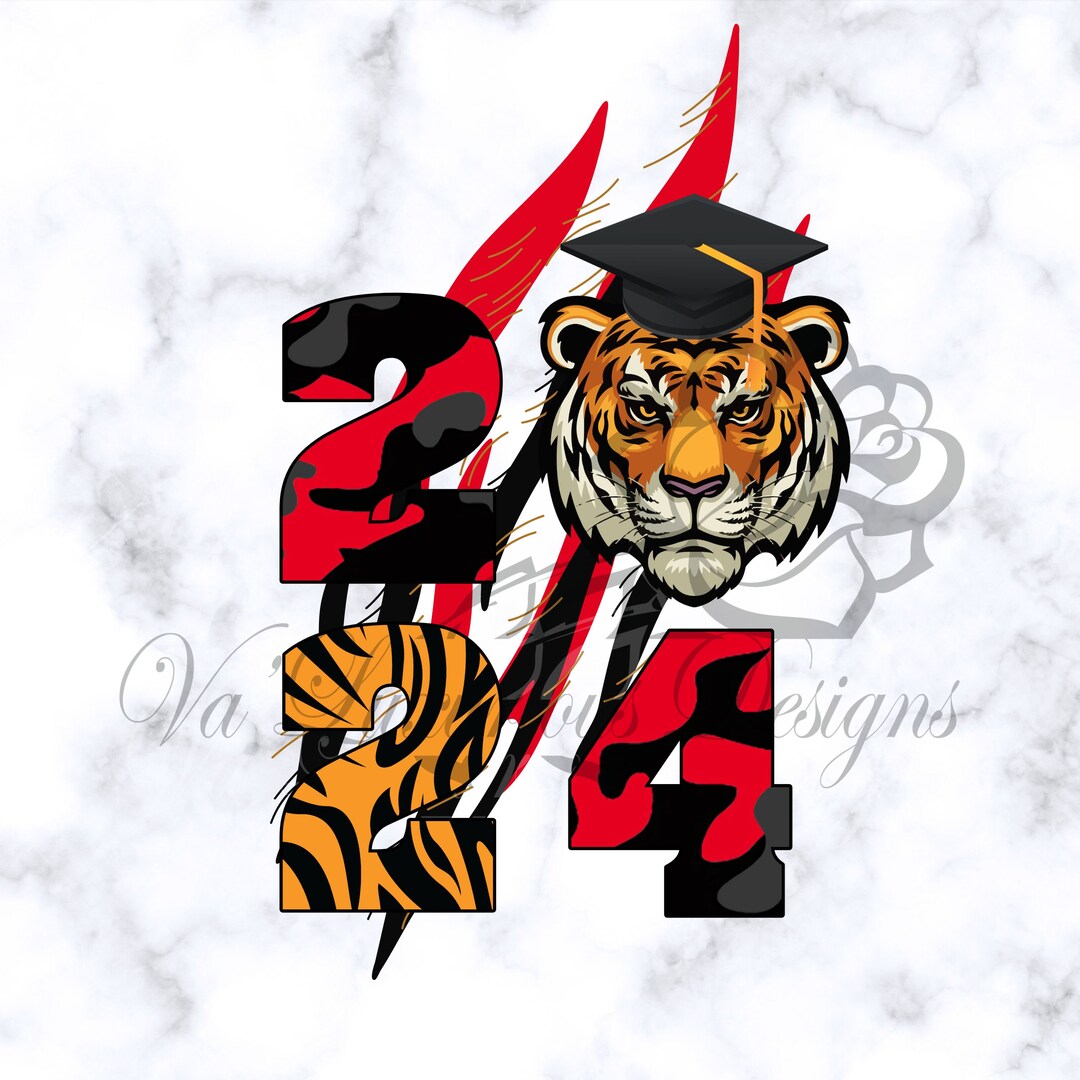 Tiger Graduation Cap Senior 2024 RED BLACK Camouflage PNG Clipart - Etsy