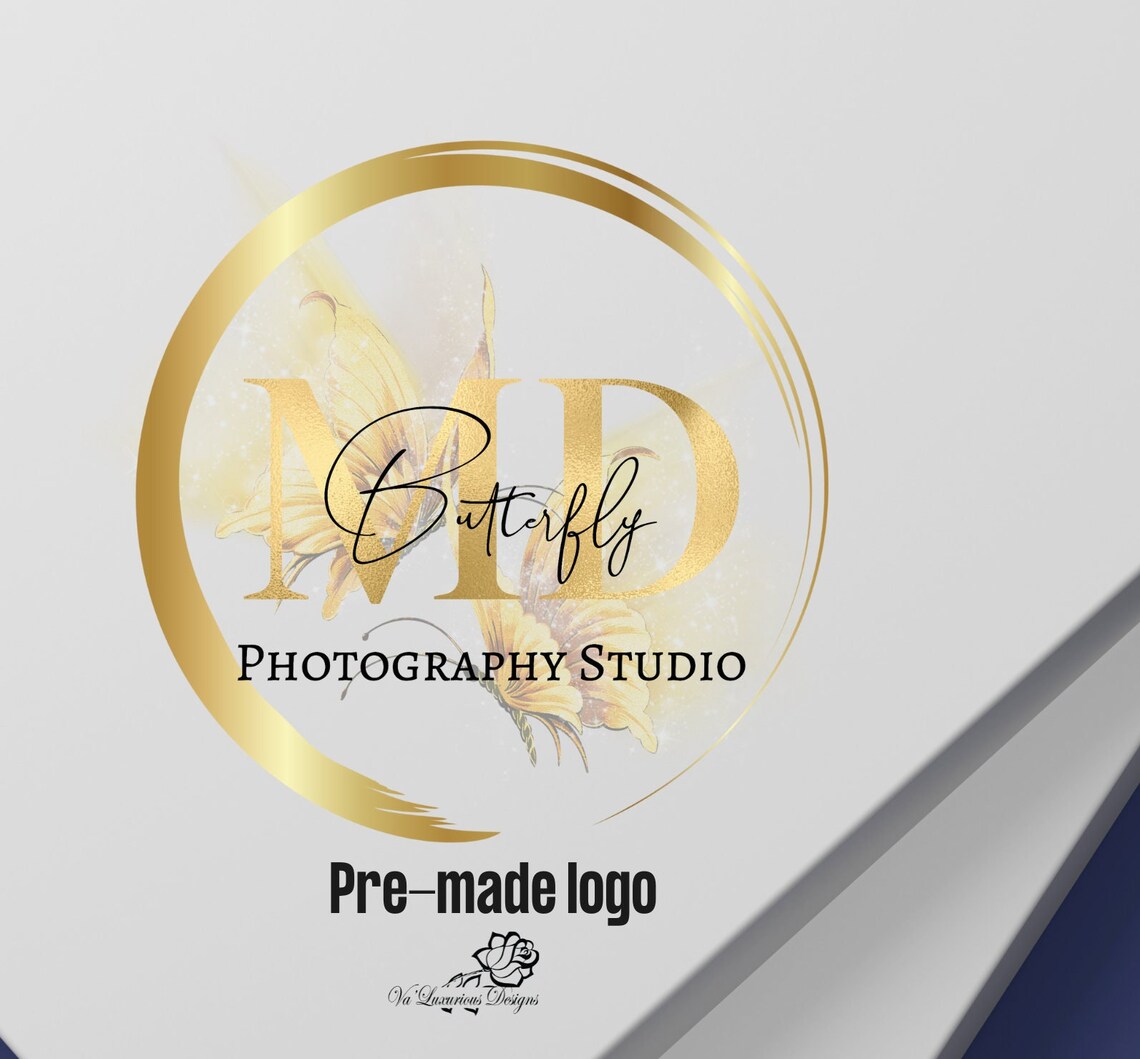 Logo Design Monogram Gold Logo Butterfly Design Custom Custom - Etsy
