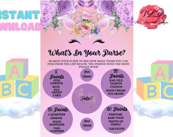 Instant Download 5x7.5 What's in Your Purse Pink Purple - Etsy