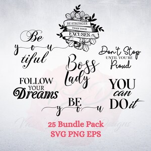 25 Digital Save and Bundle Pack Women Motivational Inspiring Quotes and ...