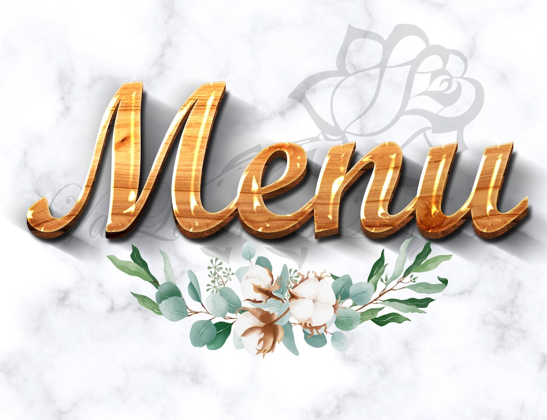 Menu Rustic Wood Eucalyptus 3D Word PNG Download - Etsy