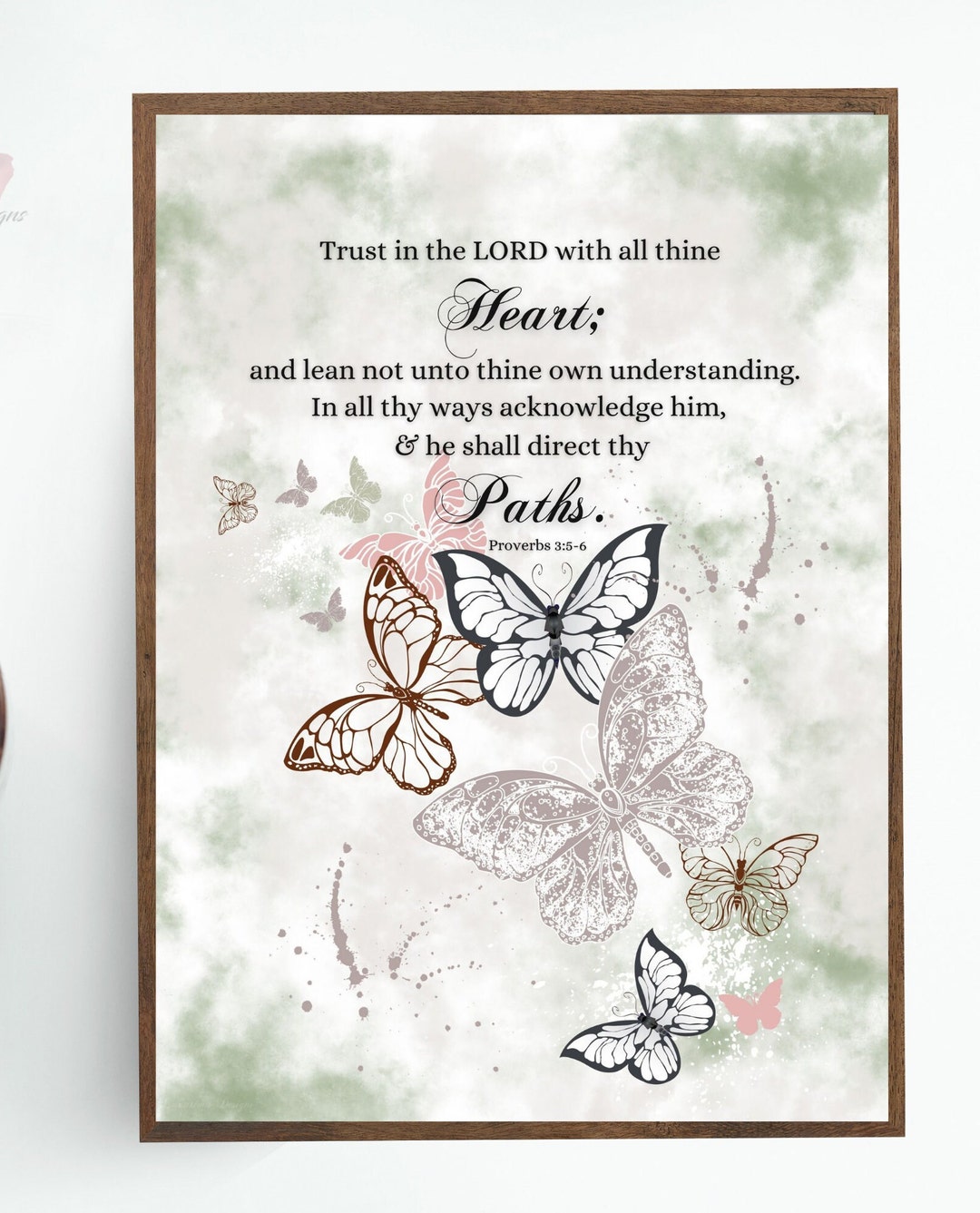 Bible Verse Proverbs 3:5-6 Butterfly Abstract Wall Art Décor Kjv - Etsy