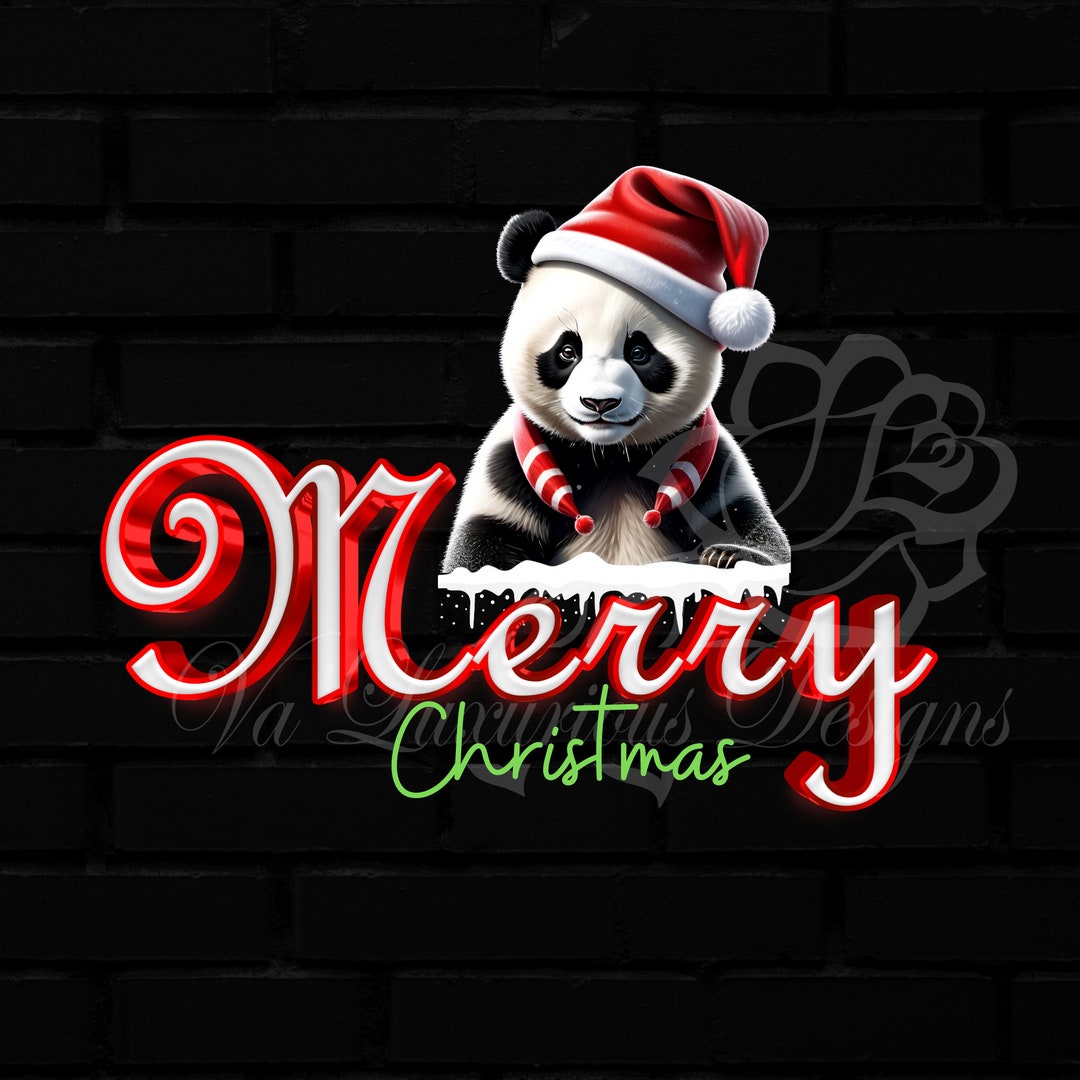 Merry Christmas Panda Clipart 3D - Etsy