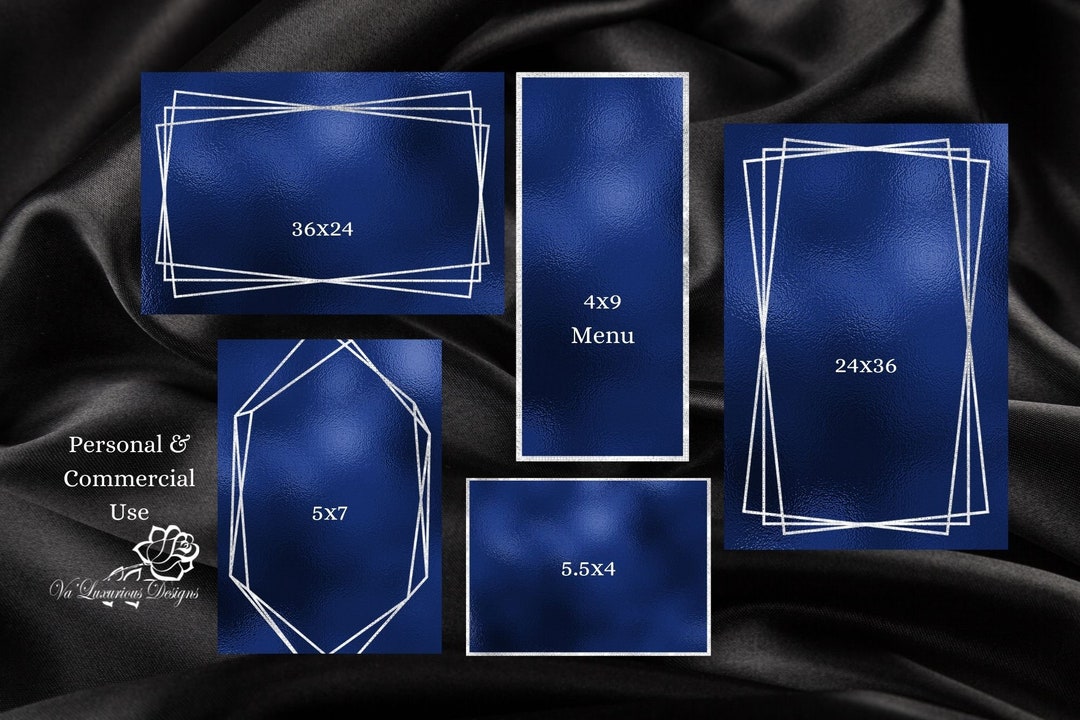 Digital Download DIY Blank Template Invitation Bundle Royal Blue Foil ...
