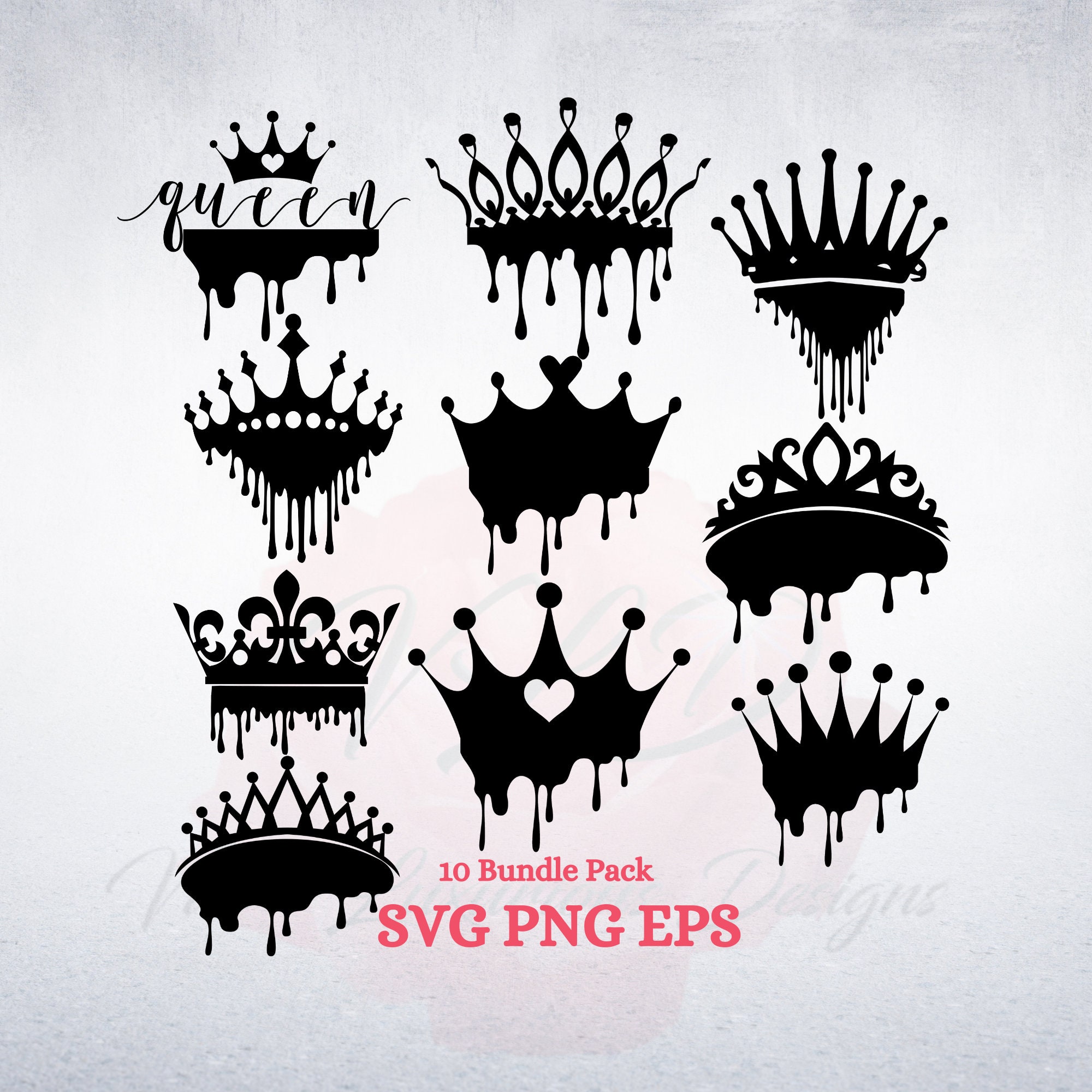 Queen King Dripping Crowns Clipart - Etsy