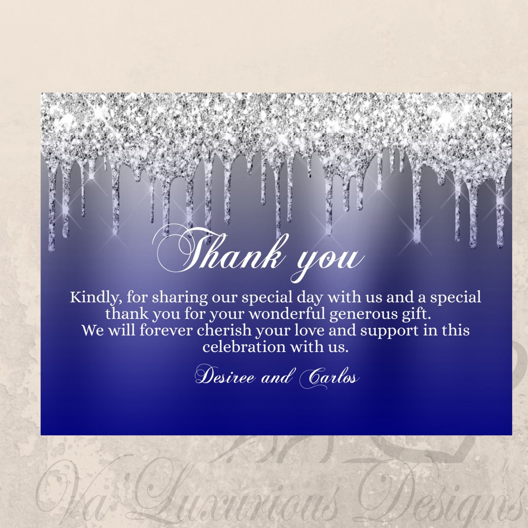 Royal Blue Drip Bling Dripping Glitter Thank You Card 5.5x4 - Etsy