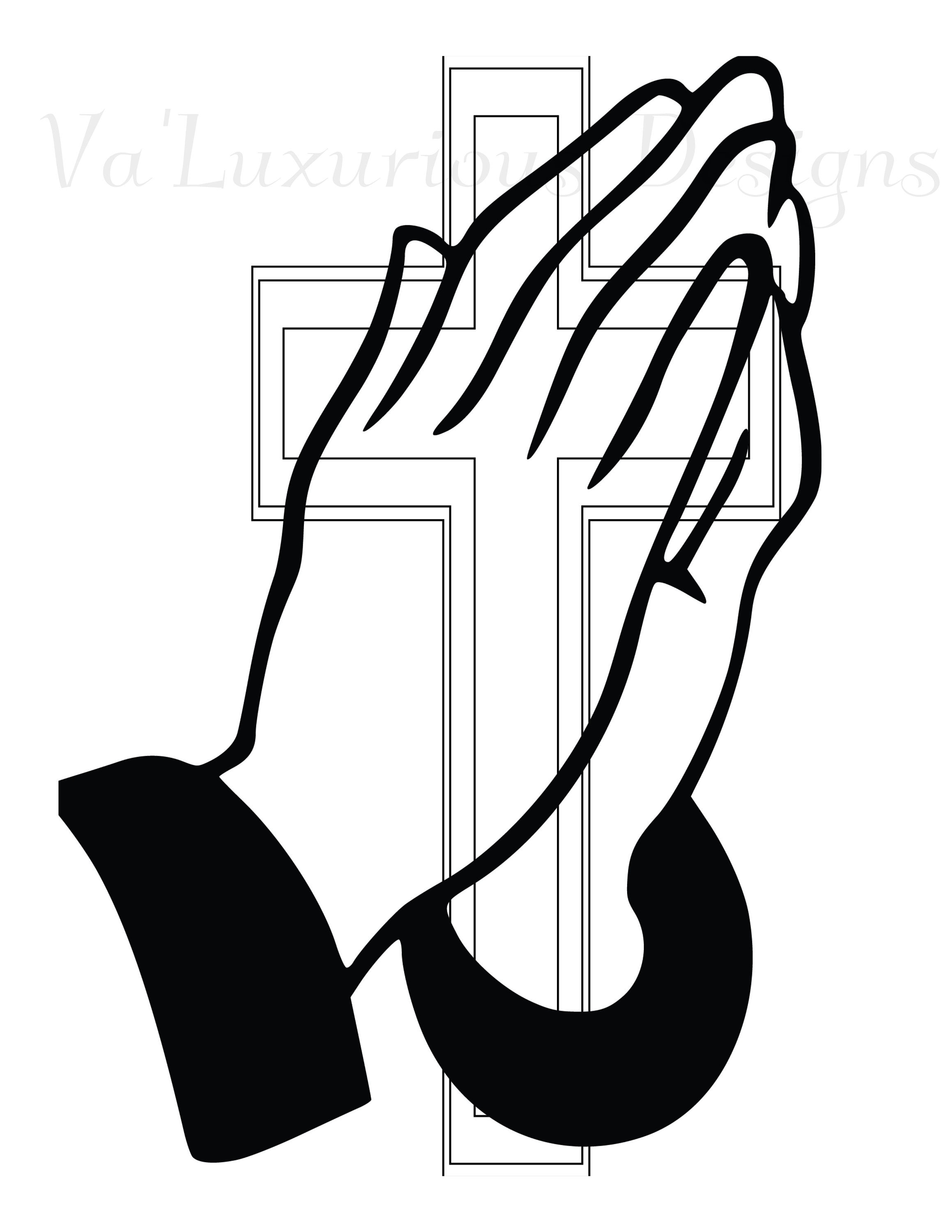 Prayer Hands With Cross Clipart SVG AI High Quality - Etsy