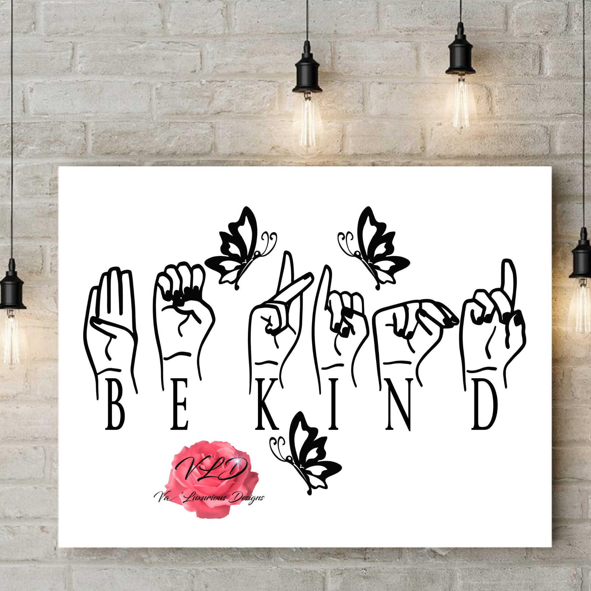 Be Kind ASL American Sign Language Hands Butterflies SVG PNG ...