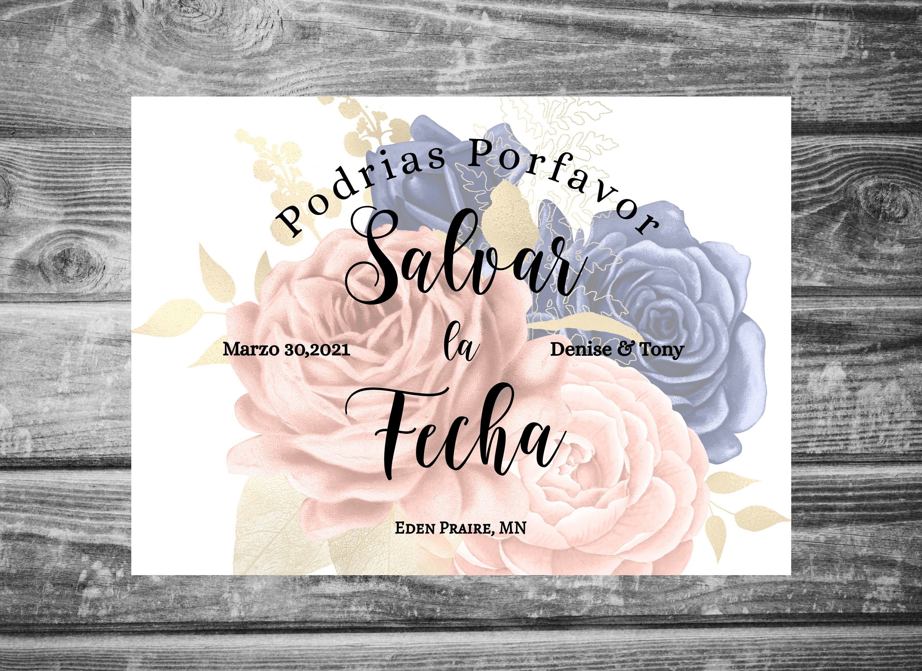 Spanish Editable Templates Printable Coral Navy Blue 5x7 - Etsy