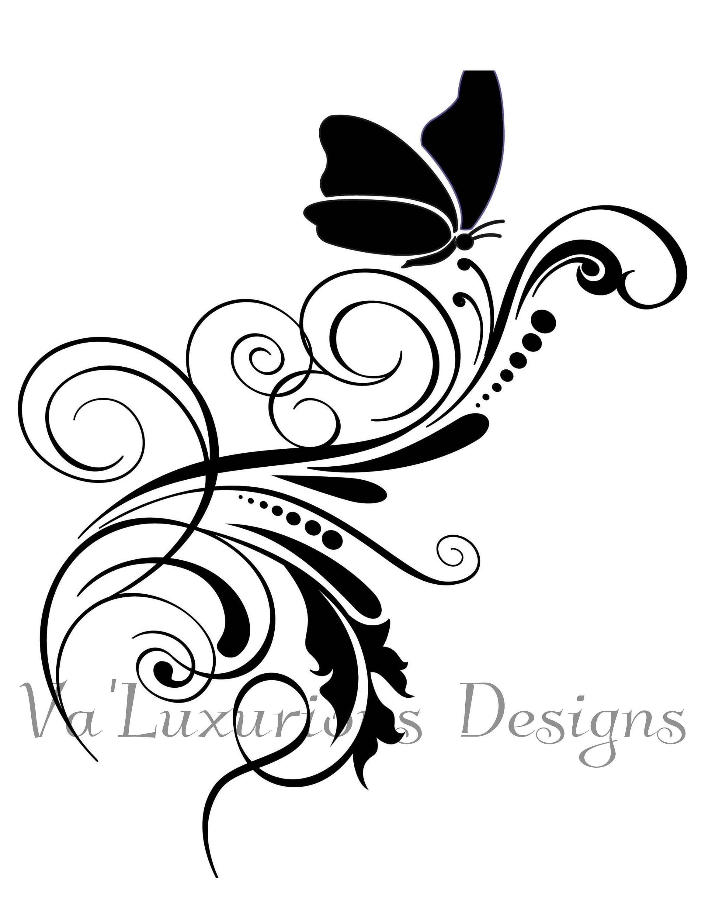 Butterfly Swirl Design Clipart SVG AI High Quality | Etsy UK