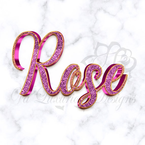 Pink Rose Word Glam Glitter PNG Download - Etsy