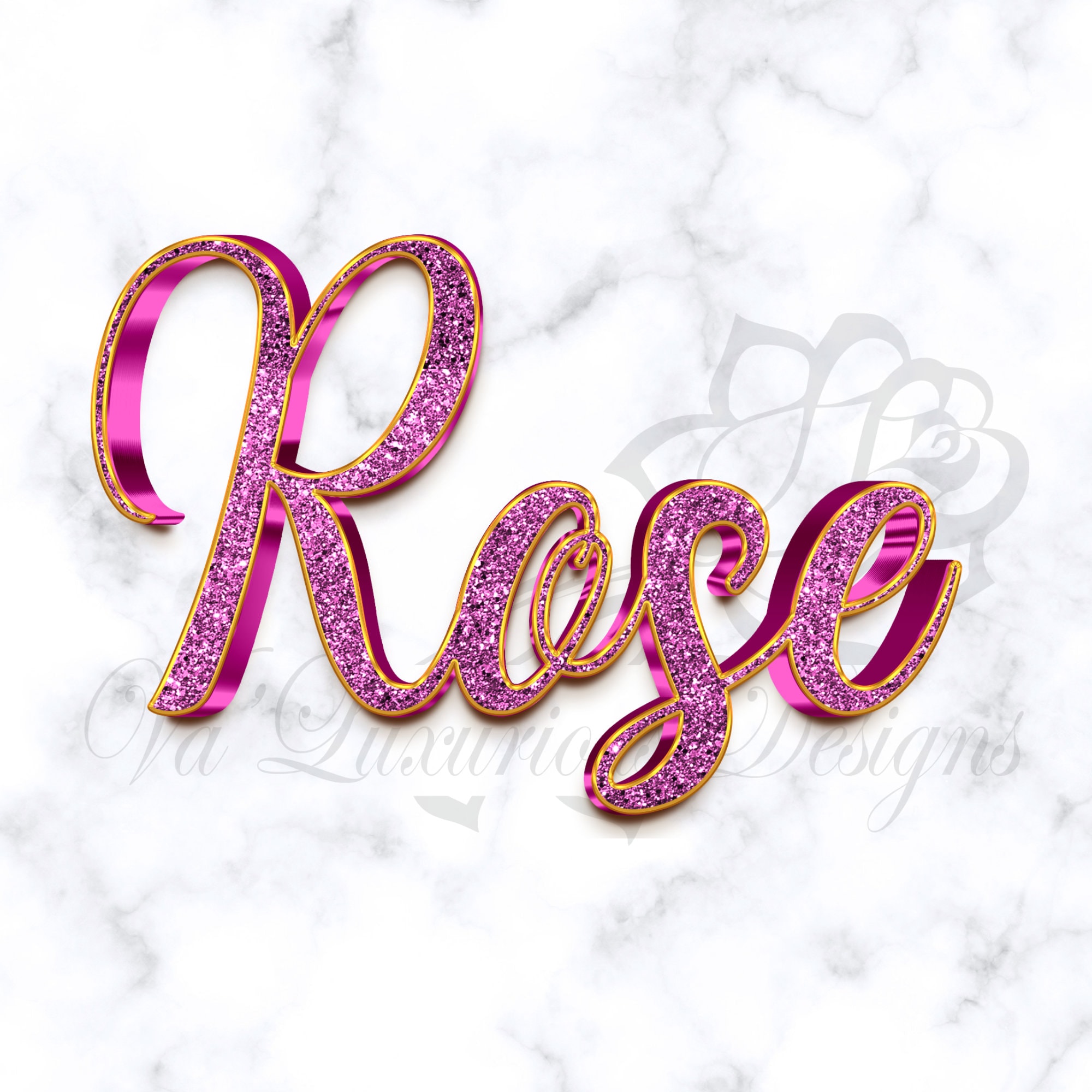 Pink Rose Word Glam Glitter PNG Descargar - Etsy México