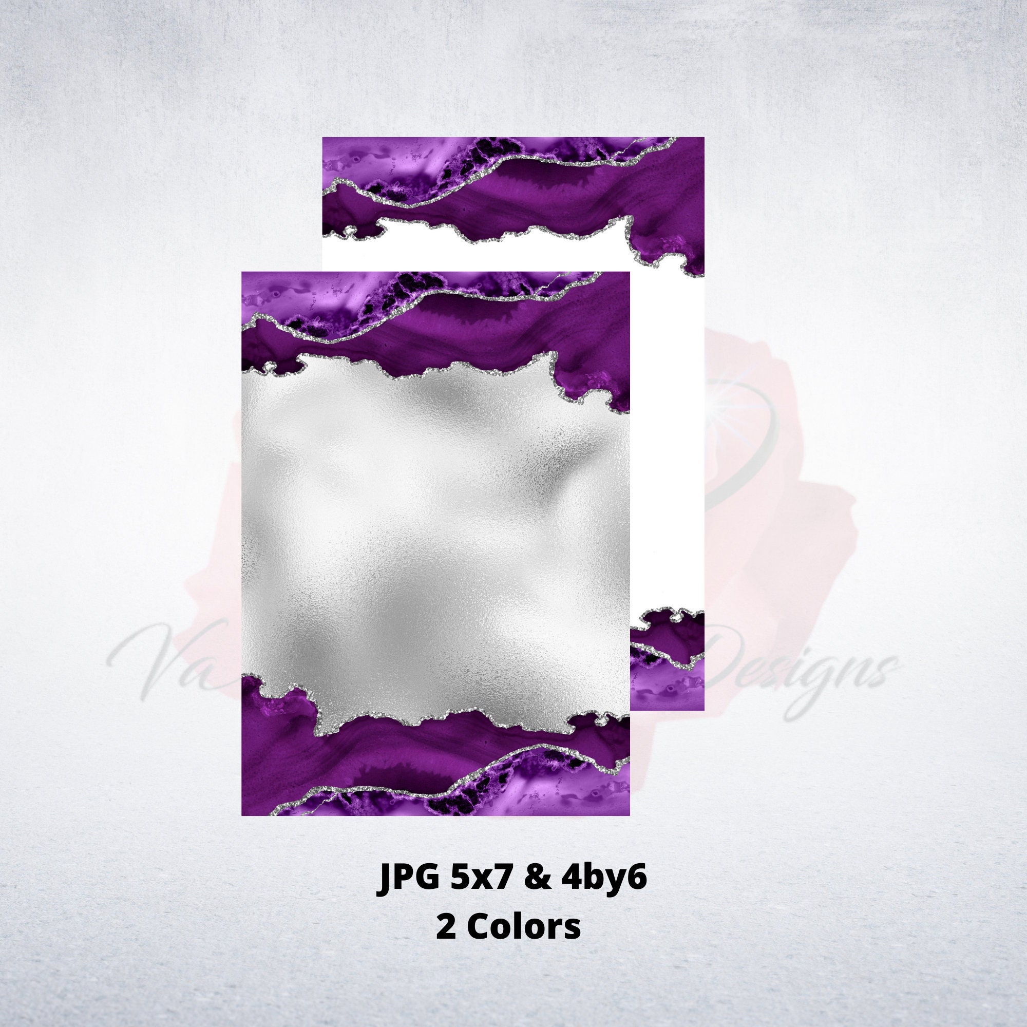 DIY Blank Template Marble Purple Silver Party Event Printable 5x7 4x6 ...