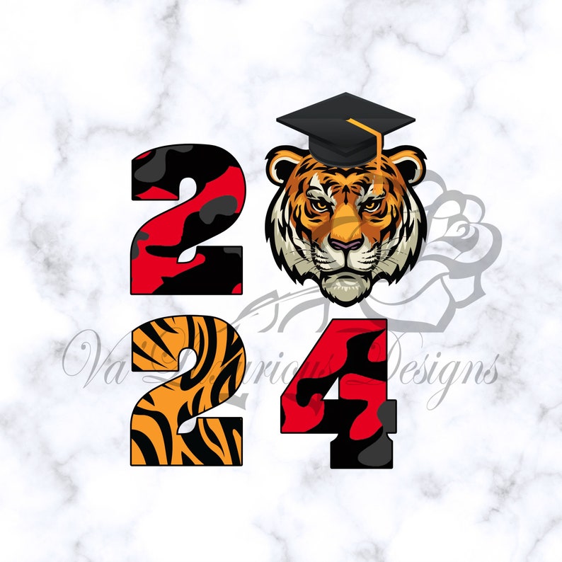 Tiger Graduation Cap Senior 2024 RED BLACK Camouflage PNG Clipart - Etsy
