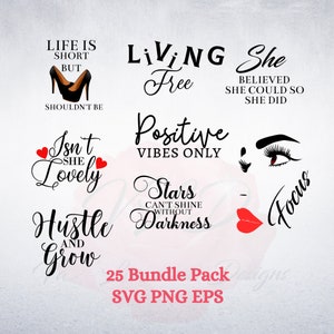 25 Digital Save and Bundle Pack Women Motivational Inspiring Quotes and ...