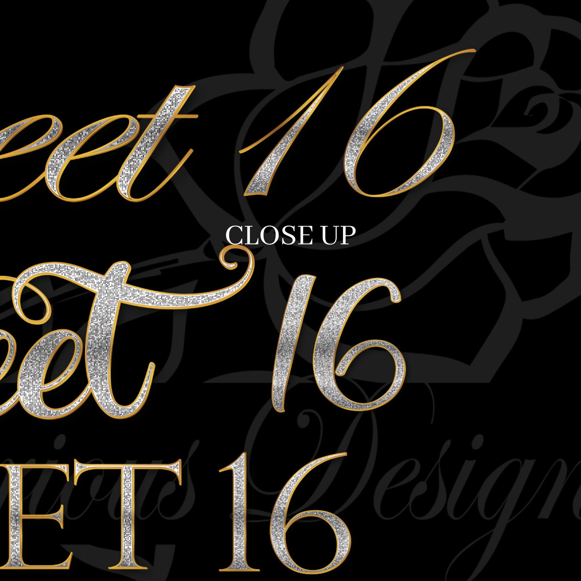 Sweet 16 Birthday Diamond Gold Texture PNG Digital Instant Download ...