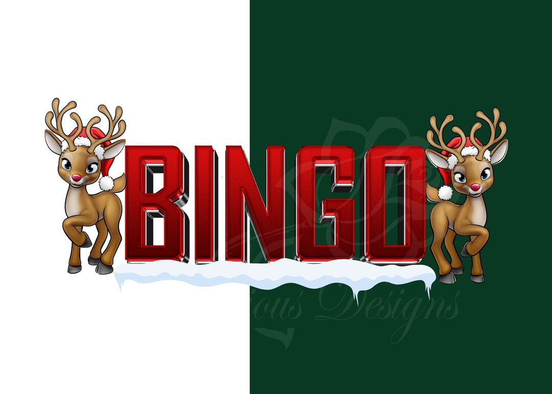 Christmas Bingo Reindeer Clipart Word - Etsy