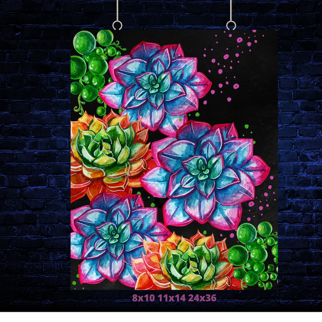 Digital Poster Wall Art Succulent Plant Home Décor Download Watercolor ...