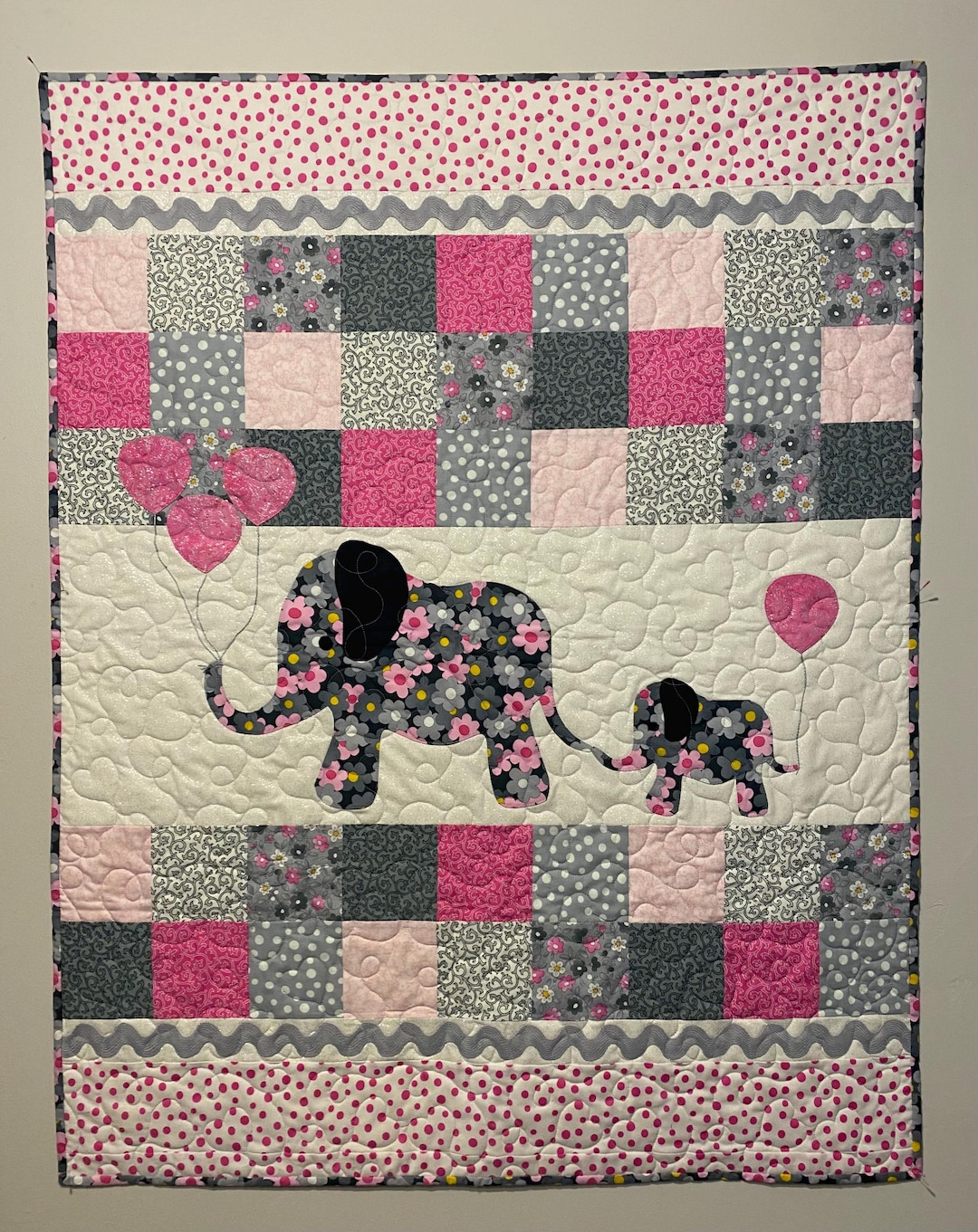 Handmade Baby Quilt - Mommy and Me Elephants - Etsy