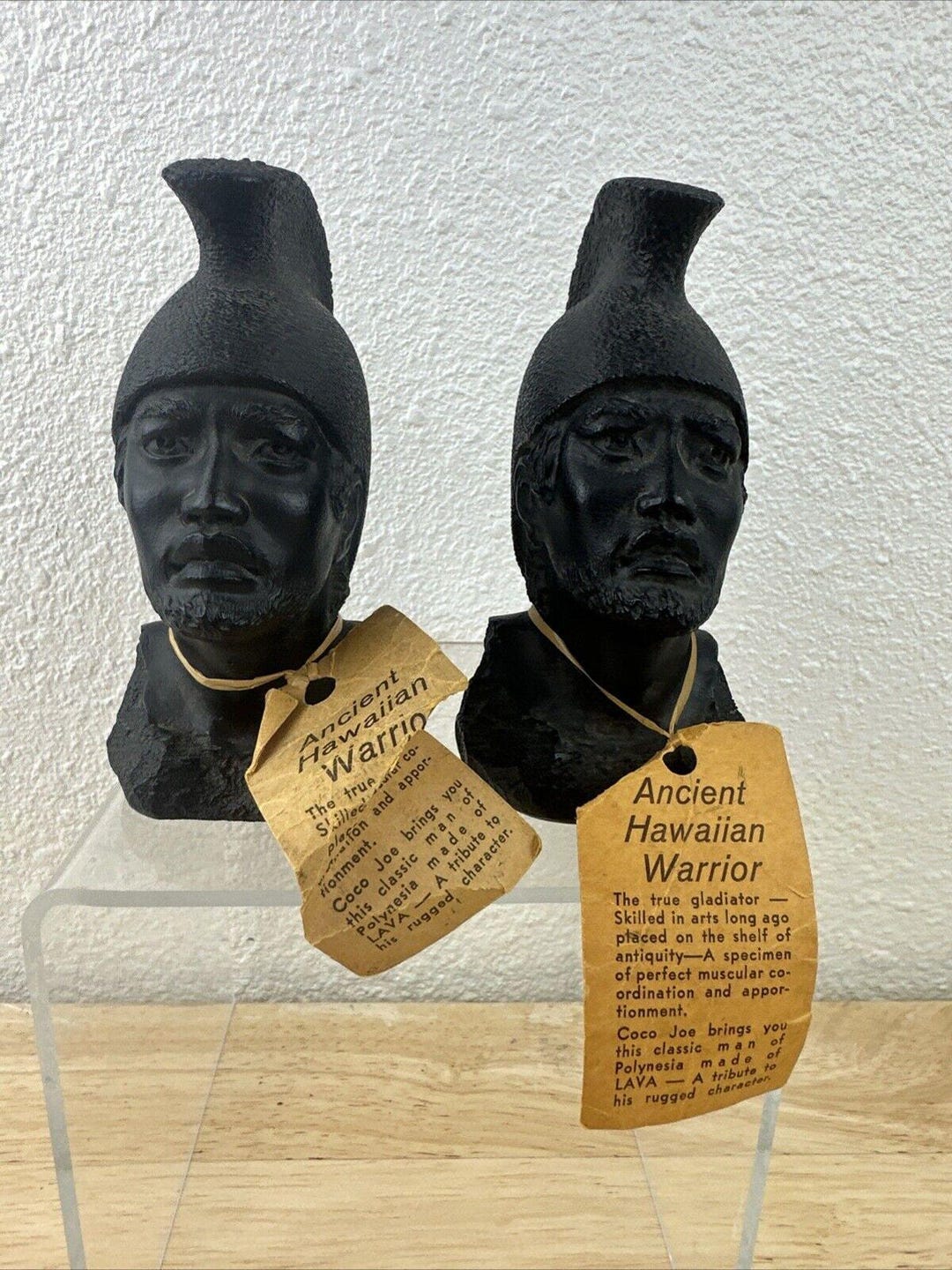 Set of 2 Coco Joe Lava Koa Anonui Alil Warrior Tiki Bust Hawaiian ...