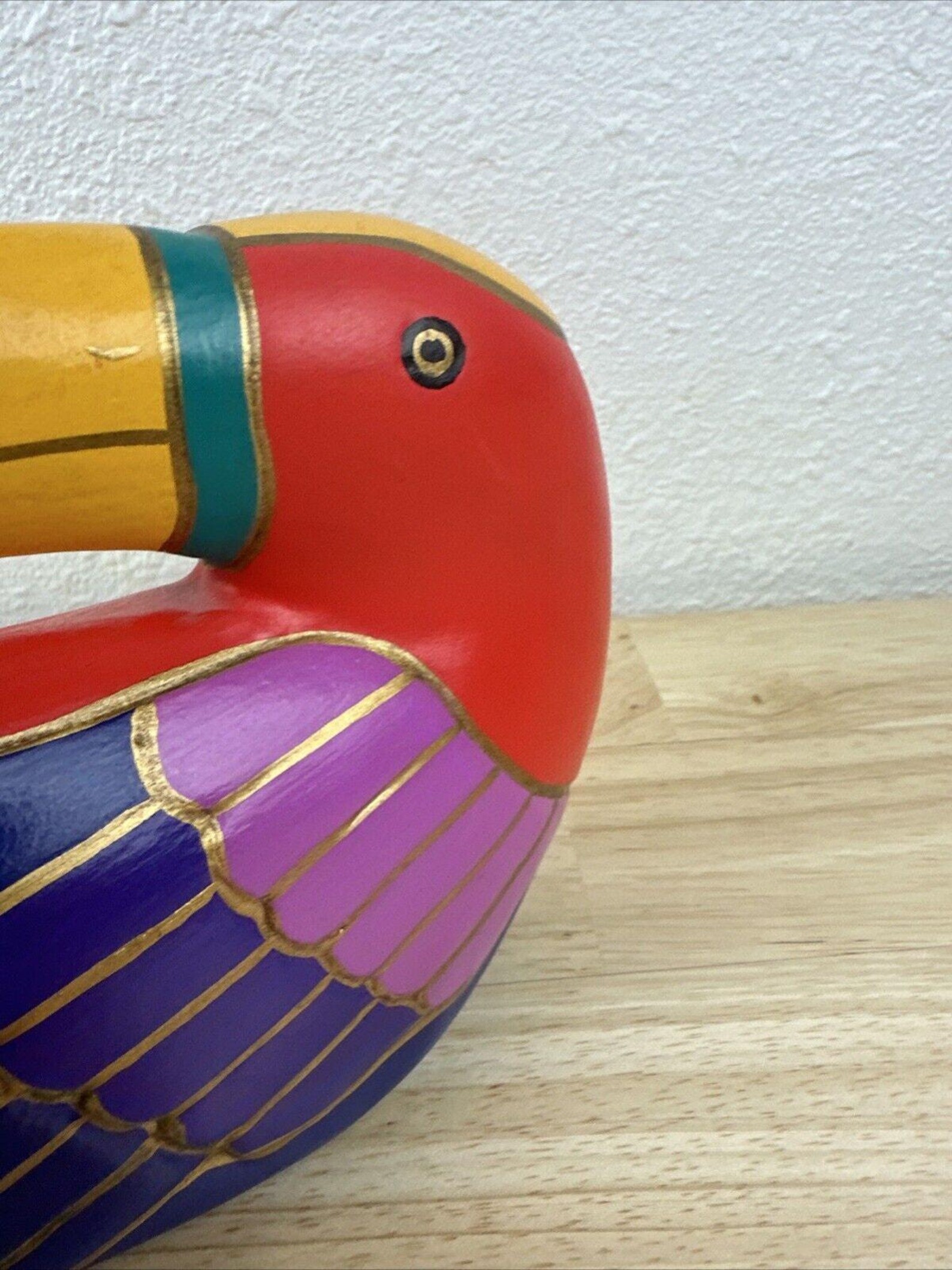 Vintage Laurel Burch Toucan Bird Wooden Folk Art Hand Carved Shelf ...
