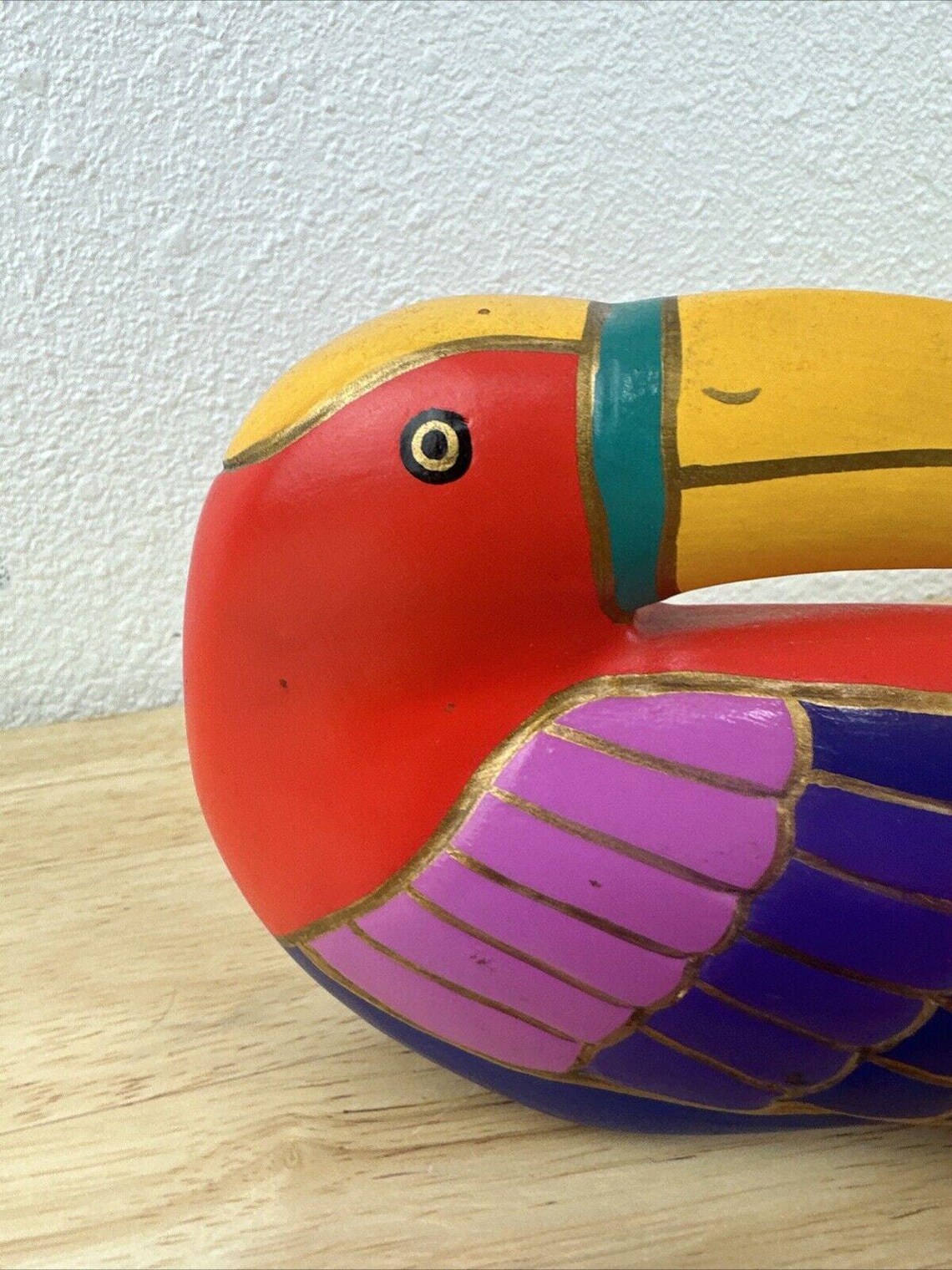 Vintage Laurel Burch Toucan Bird Wooden Folk Art Hand Carved Shelf ...