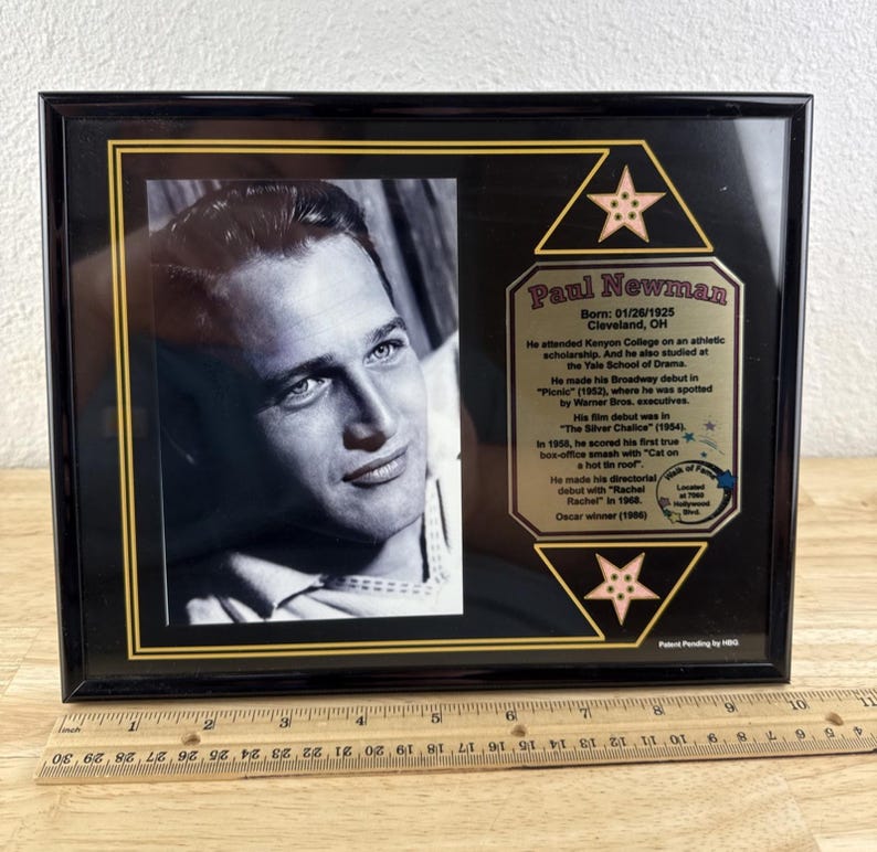 Paul Newman Walk of Fame Hollywood Framed Bio Biography Picture Print W ...
