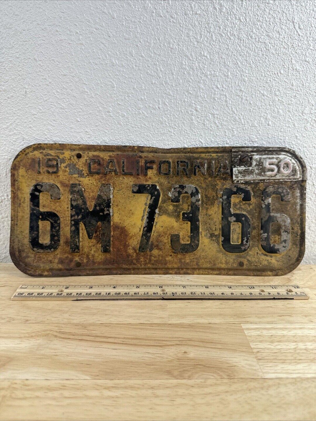Vintage 1950s California Yellow License Plate With Tab Tag 6M 73 66 - Etsy