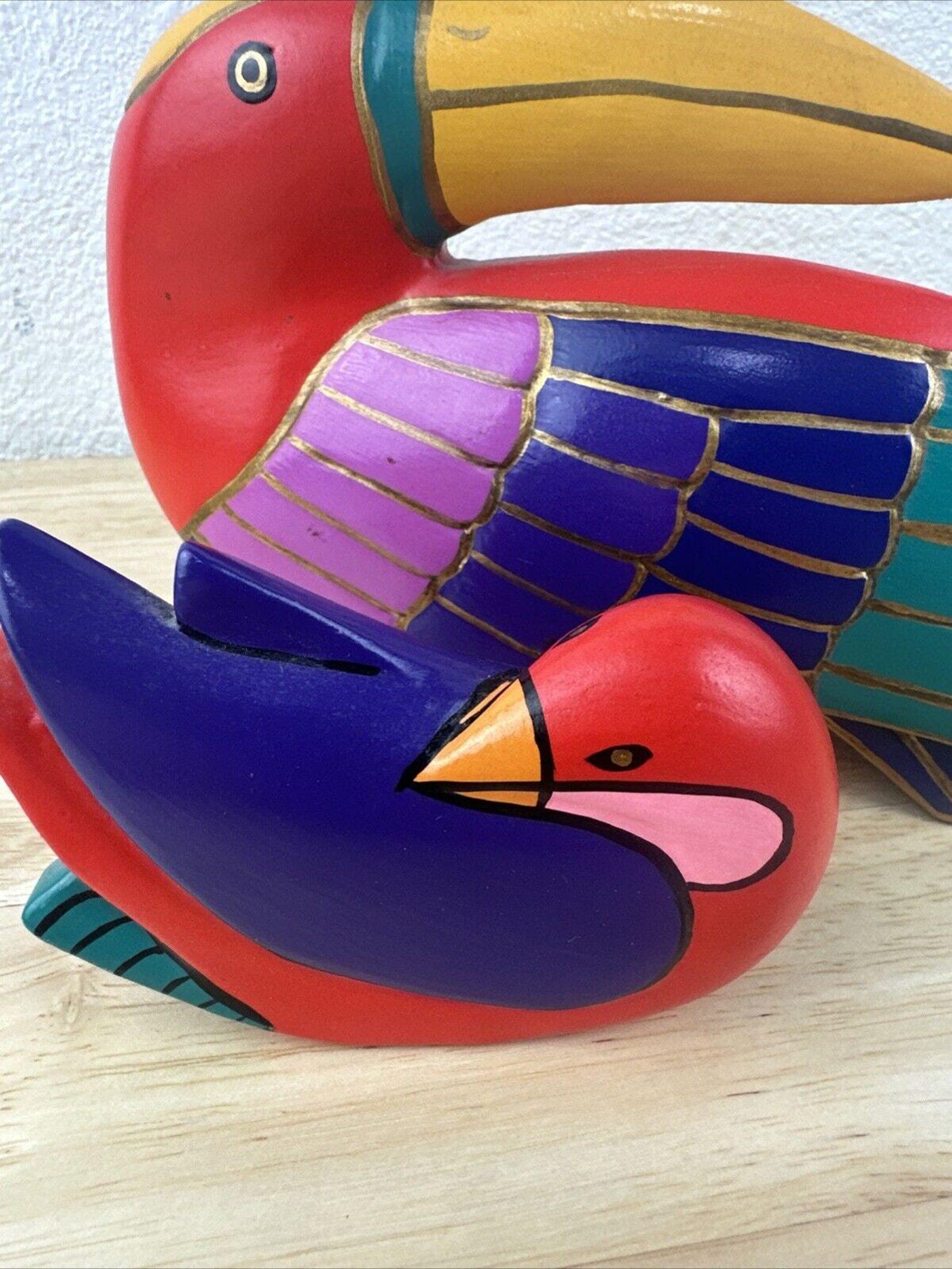 Vintage Laurel Burch Toucan Bird Wooden Folk Art Hand Carved Shelf ...