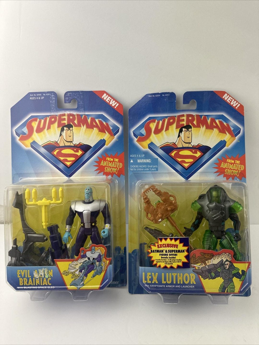 Superman Animated Show LEX LUTHOR / Evil Alien Brainiac Lot 2 Action ...