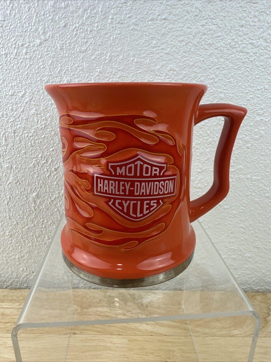 Harley Davidson Motorcycles Orange With Flames Coffee Mug Cup Ceramic ...