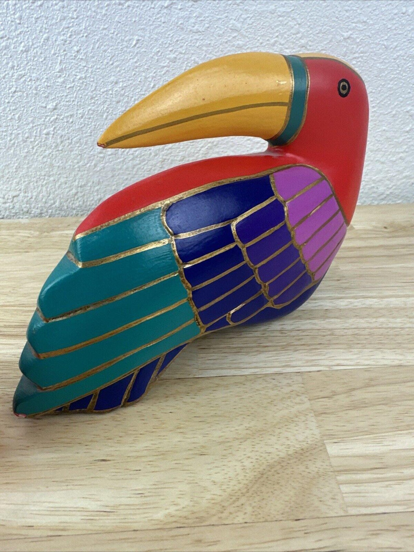 Vintage Laurel Burch Toucan Bird Wooden Folk Art Hand Carved Shelf ...