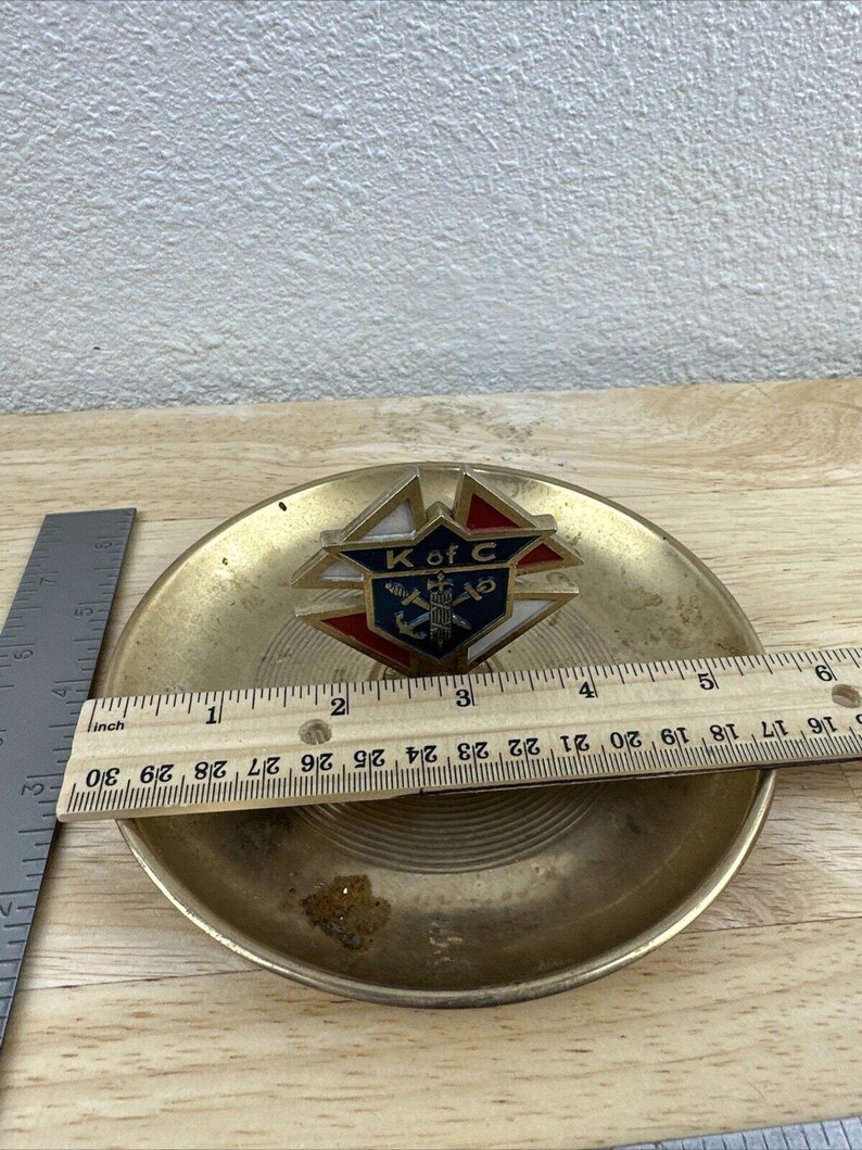 Vintage Knights of Columbus Brass Ashtray With K of C Emblem Logo Crest ...