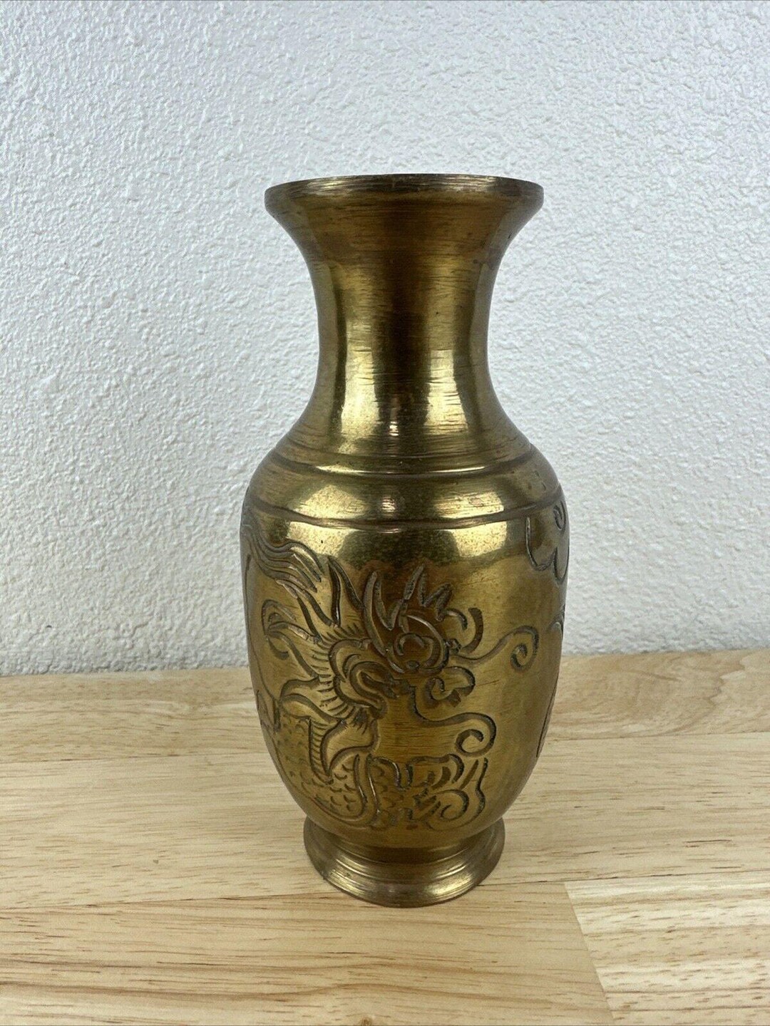 Heavy Brass Dragon Etched Vase Solid Brass Hand Crafted 5" Tall - Etsy