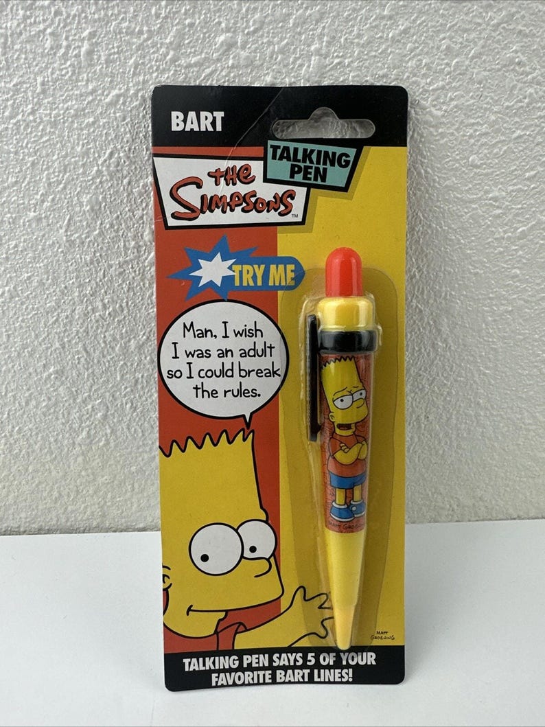 The Simpson’s BART Electronic Talking Pen Says 5 Phrases JDK Products ...