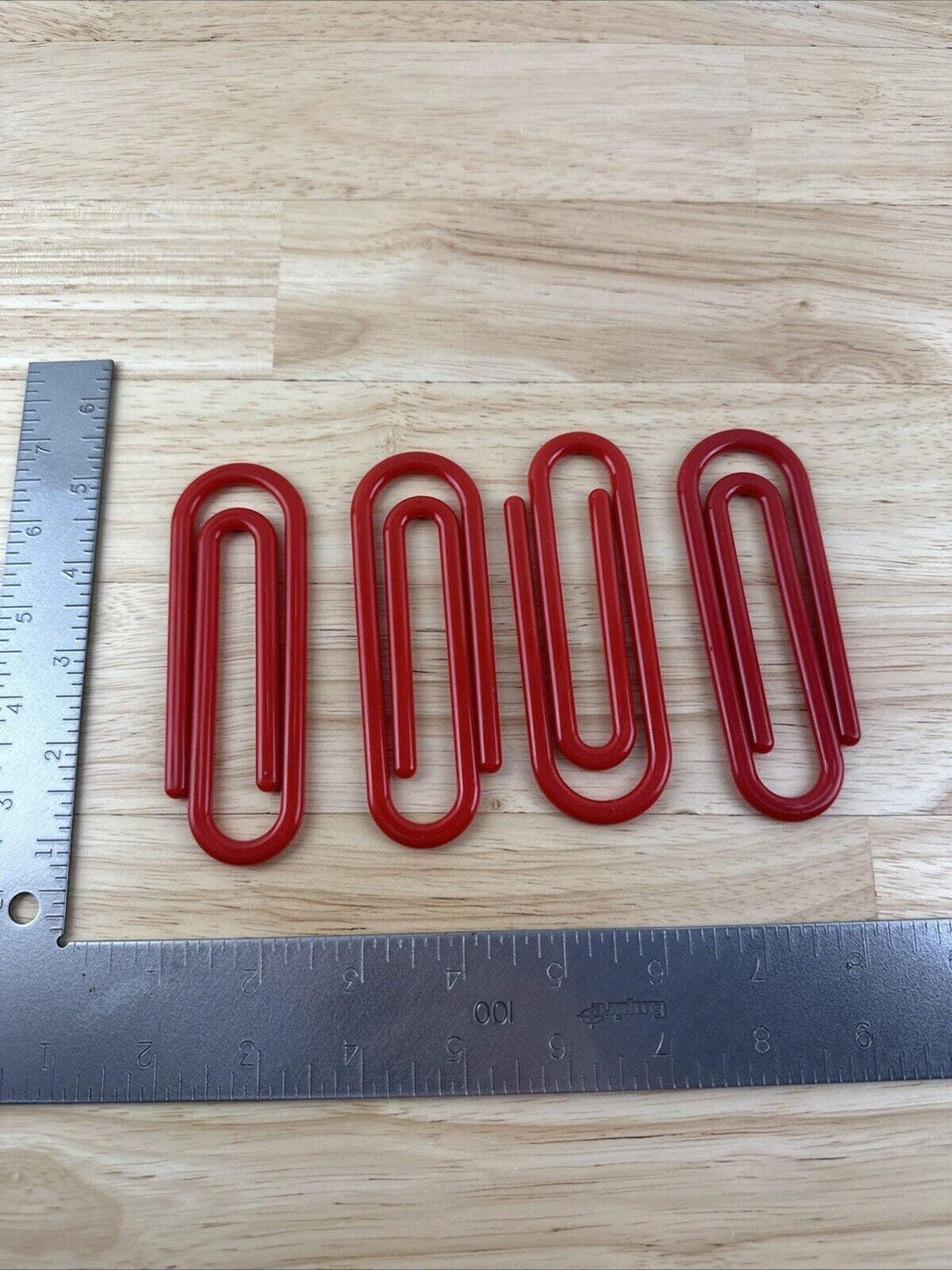 4 Retro Red Plastic Paper Clip Paper Holder Book Marker Office Desk ...
