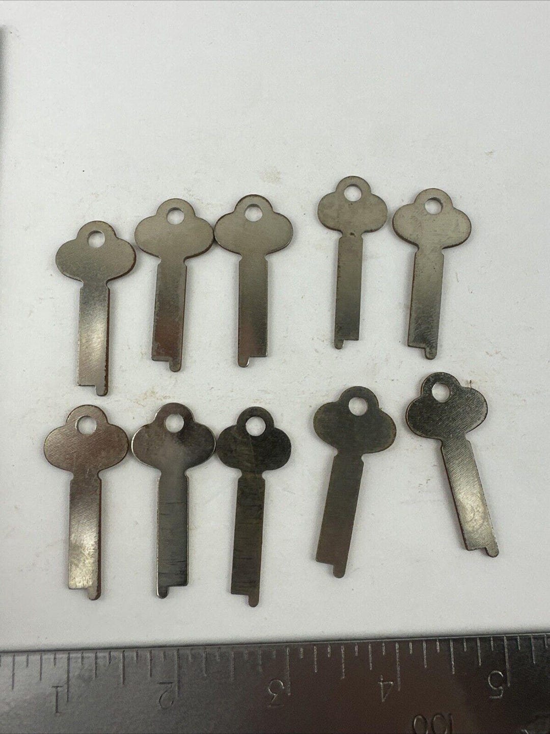 10 Vintage Flat Steel Key Trunk Padlock Antique Lock Box Desk Cabinet ...