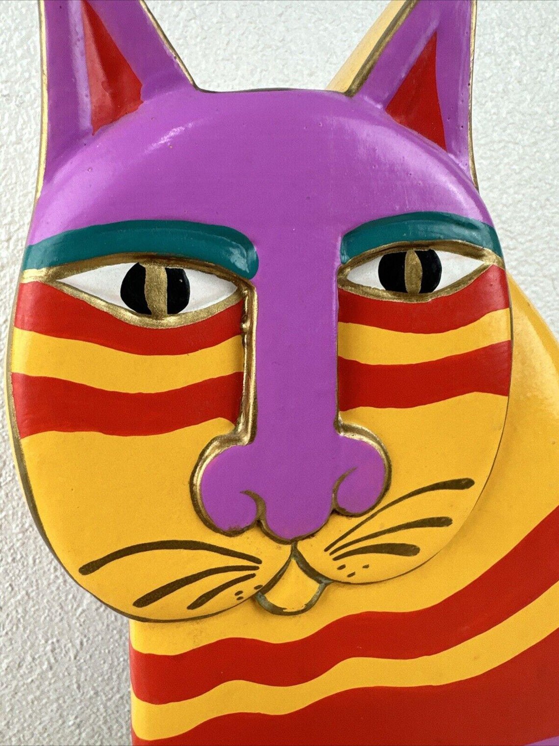 Laurel Burch Carved Wooden Cat Vintage 1980's Hand Painted 14" Tall - Etsy