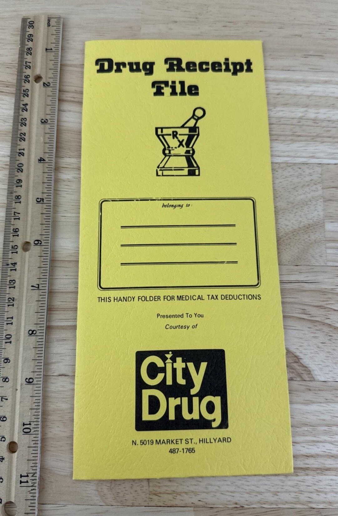 City Drug Pharmacy Receipt File Booklet Advertising RX for Tax ...