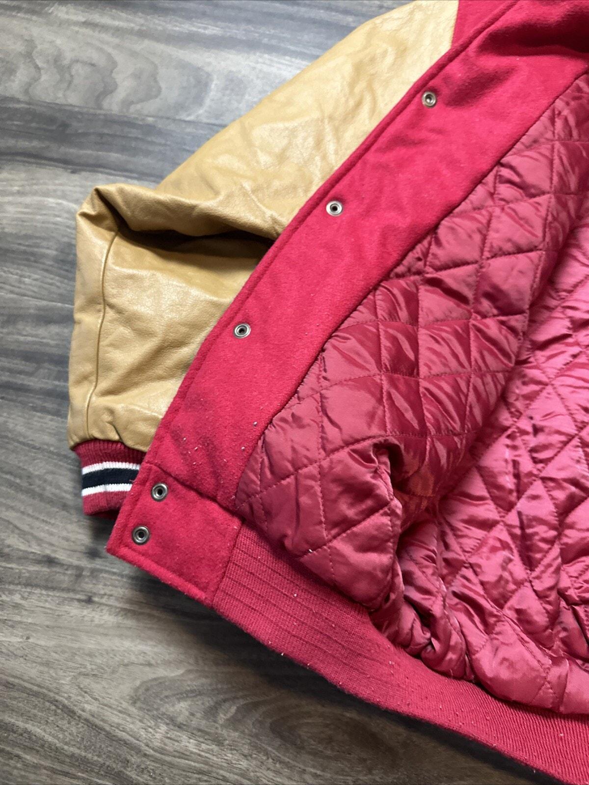 90s Starter Letterman Varsity Jacket Mens Large Leather Sleeves Striped ...