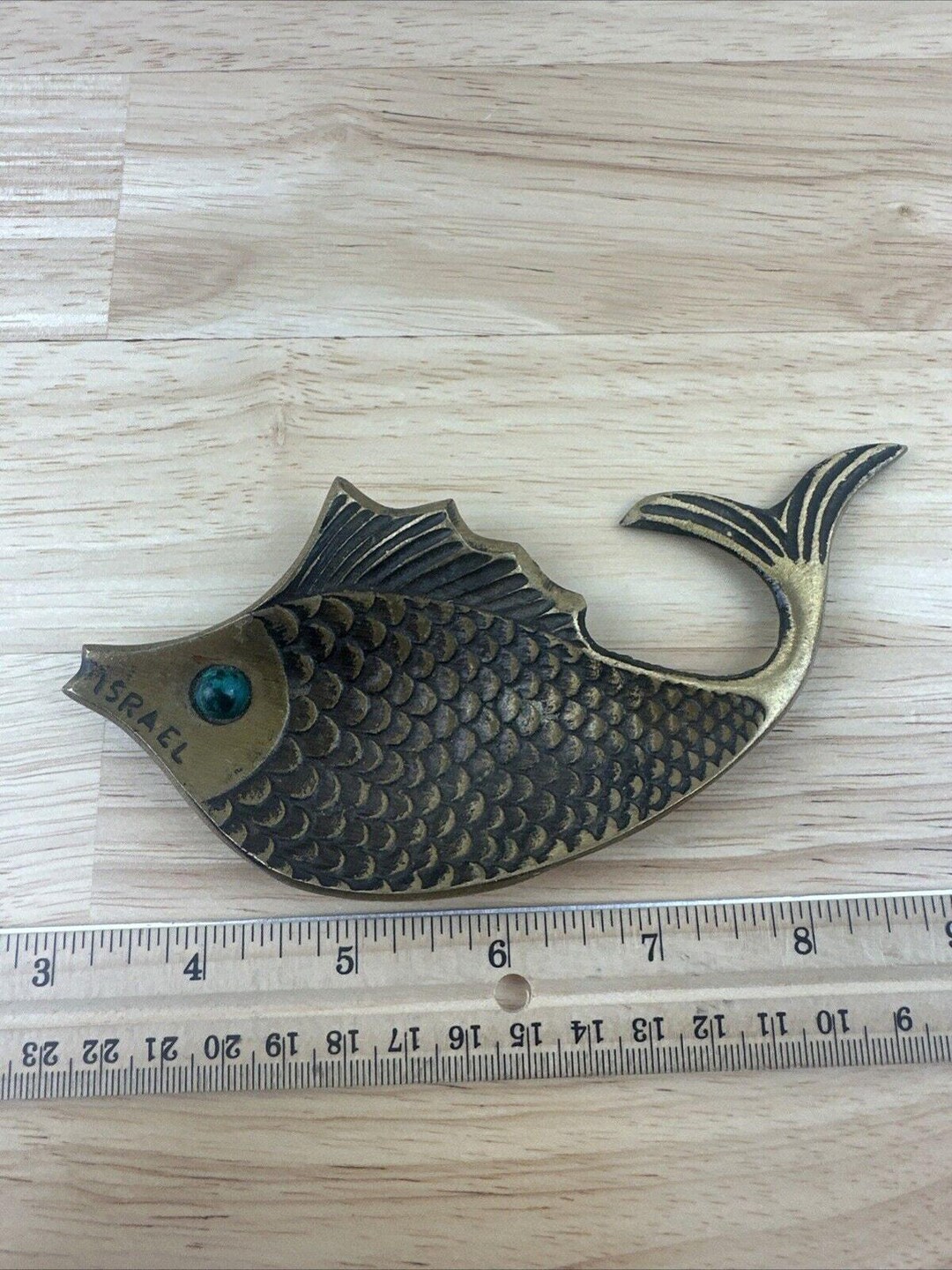 Vintage Judaica Solid Brass ISRAEL Fish Trinket Dish Judaism Hebrew ...