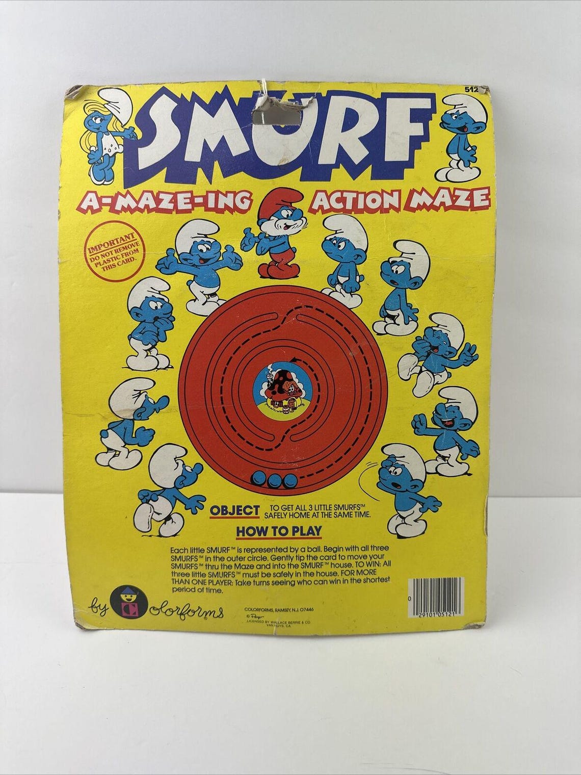 Smurf Amazing Action Maze Colorforms Sealed Has Wear Rare 1980’s ...